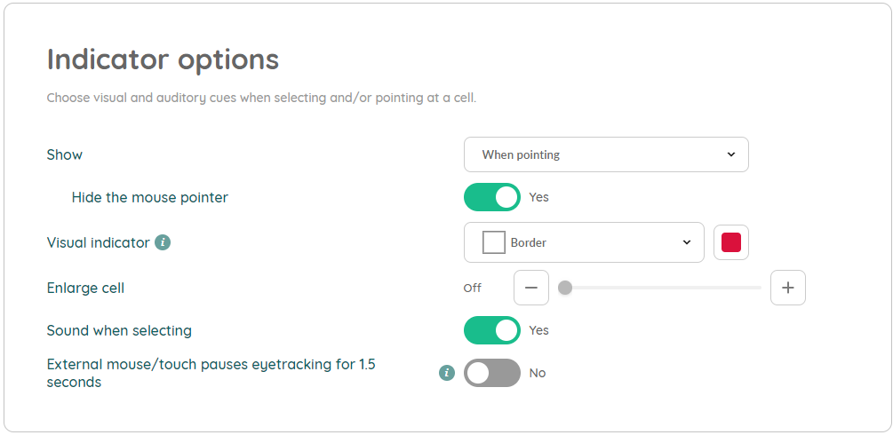 How do I change the visual indicator for eye gaze within Mind Express ...