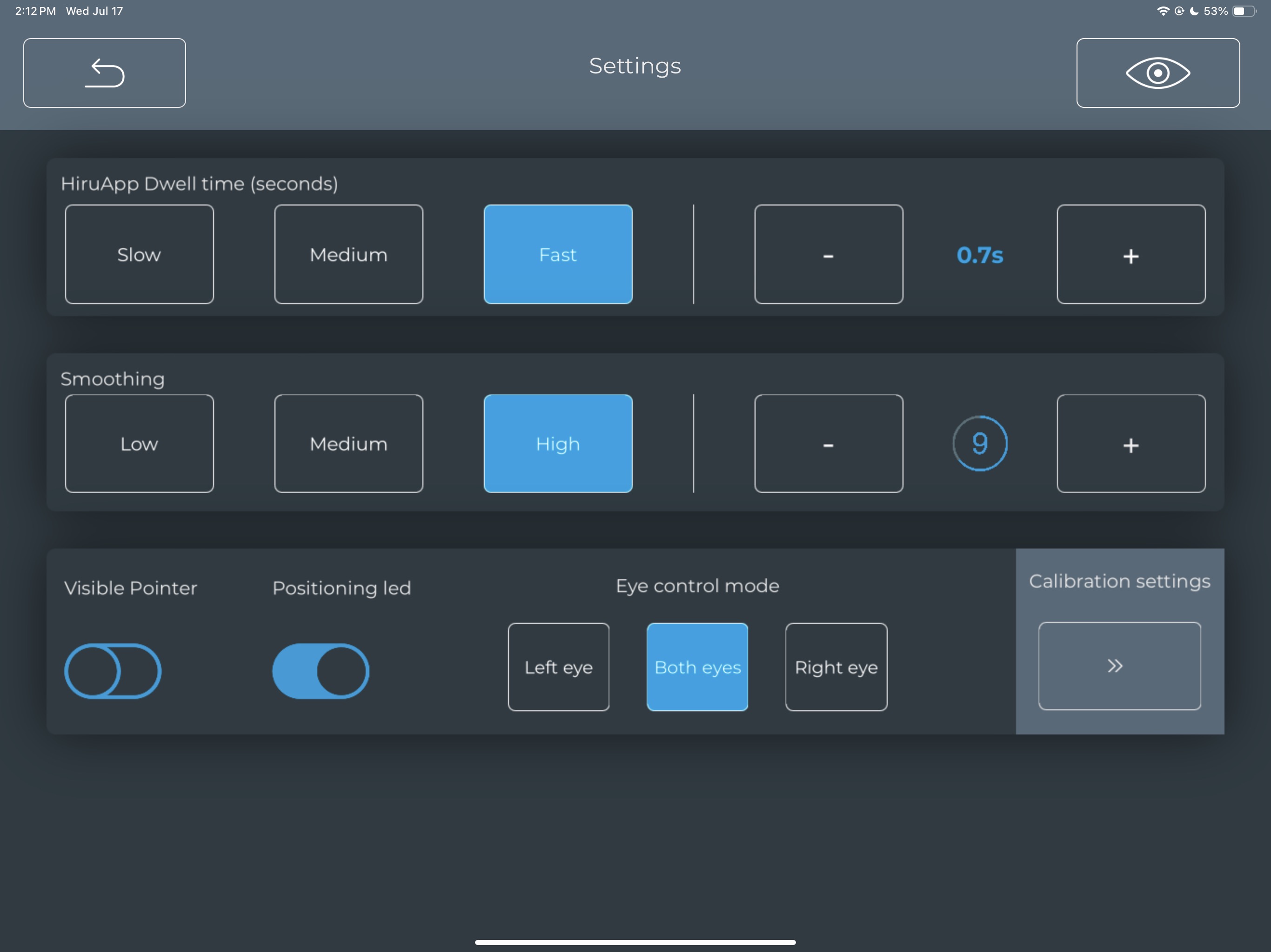 How do I calibrate eye gaze in the Hiru app? – Forbes AAC Online Help ...