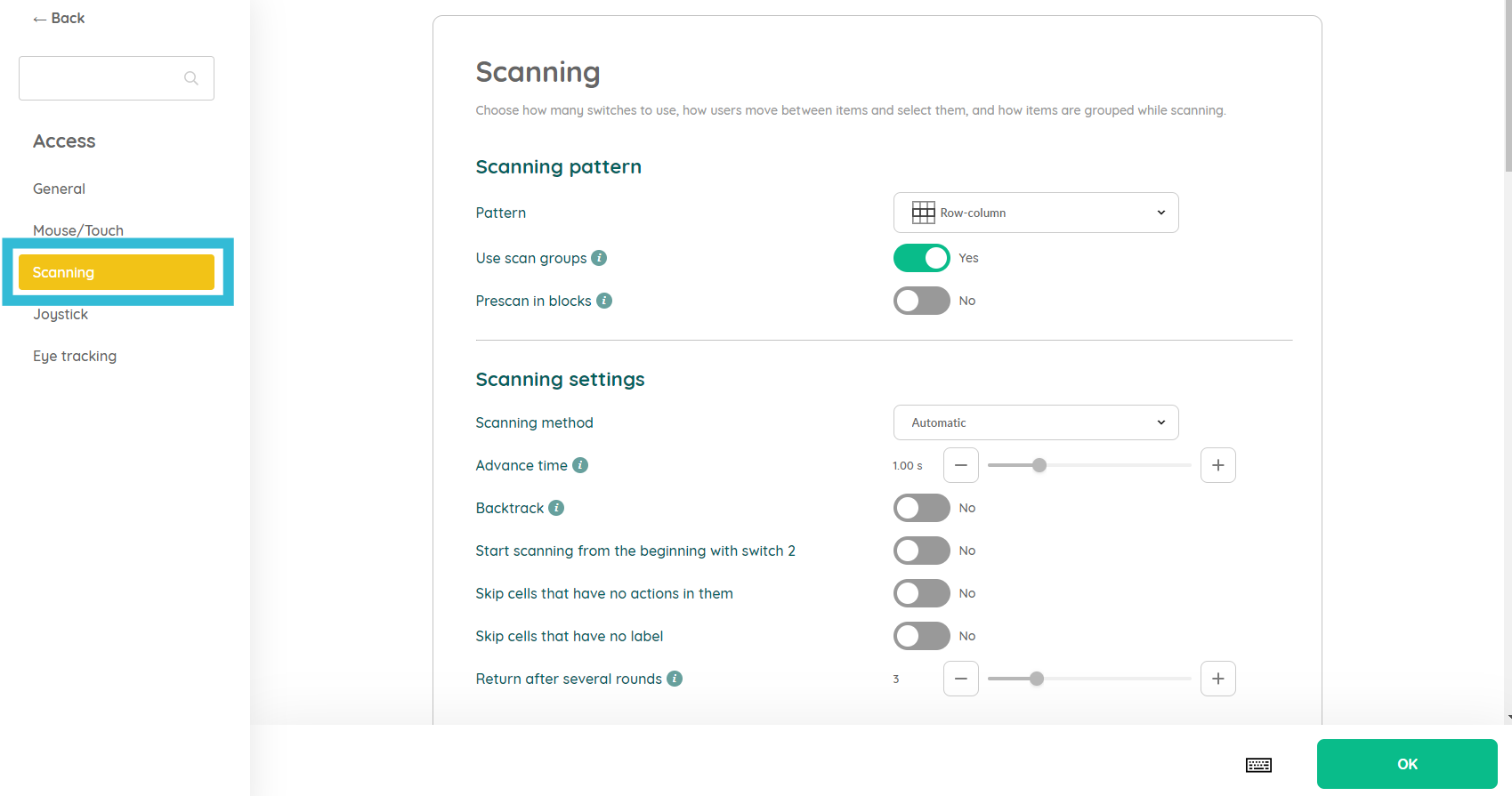 How do I configure the settings in Mind Express for 2-switch scanning? – Forbes AAC